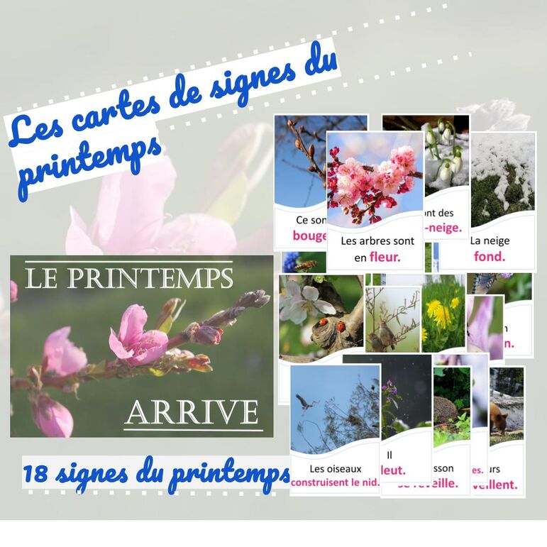 "Le printemps" - cartes à afficher en français des signes du printemps ...