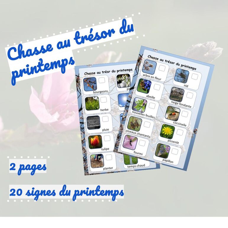 "Le printemps" chasse au trésor liste du printemps | "Весна" чек-лист ...