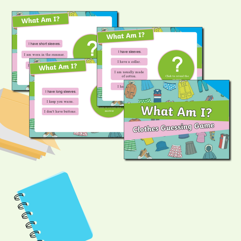 Презентация по теме "What am I? " (clothes guessing game)