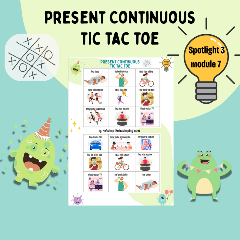 Дидактическая игра "Крестики-Нолики" на отработку темы «Present Continuous» для учеников 3 ...