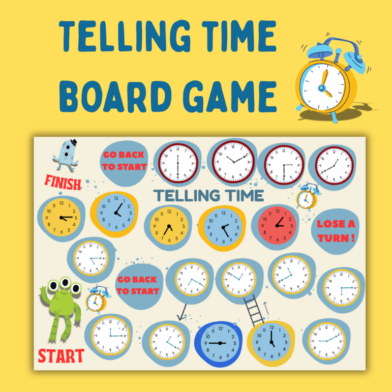Дидактическая настольная игра «Время». Telling time board game. What's ...