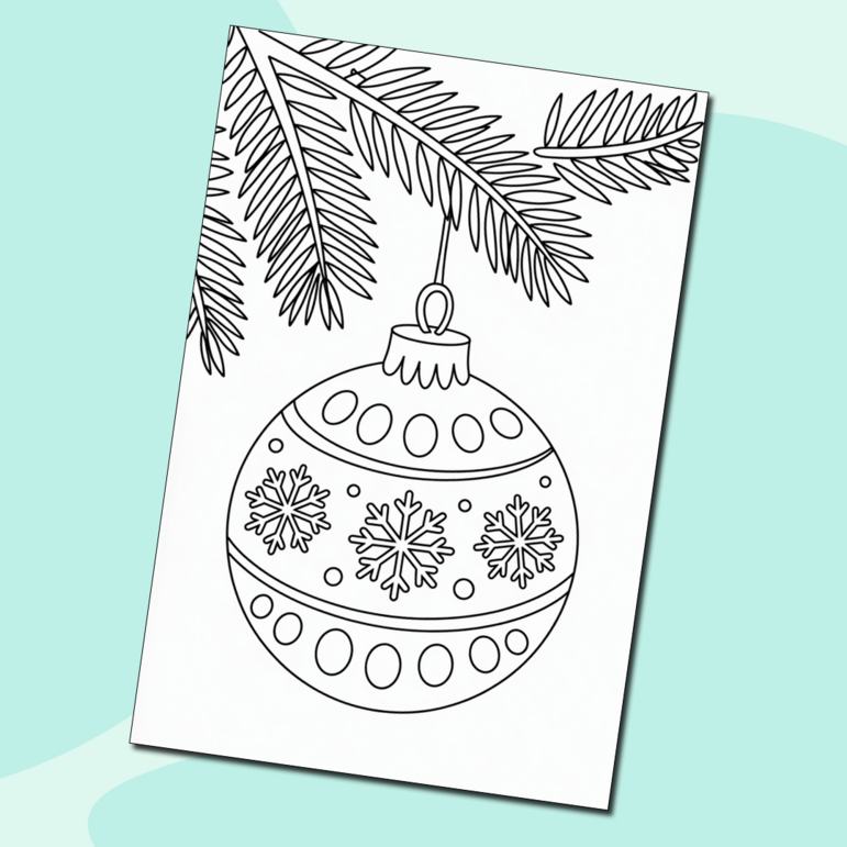 Красивый новогодний шарик на елке. Раскраска – скачать детские раскраски