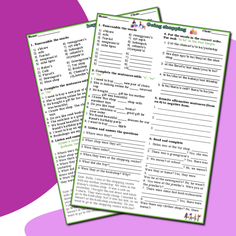 Рабочий лист Spotlight 5 Module 9a "Going shopping"