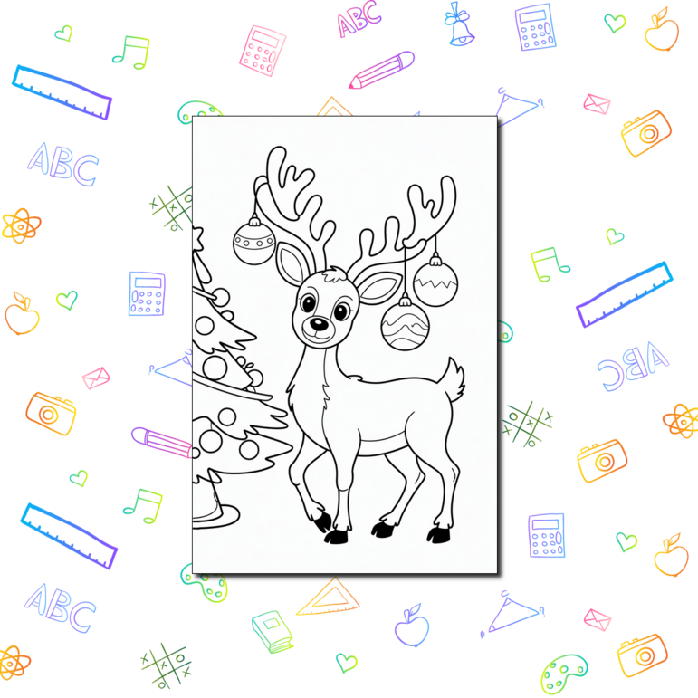 Новогодний олень. Милая праздничная раскраска – раскраски от Инфоурок ...