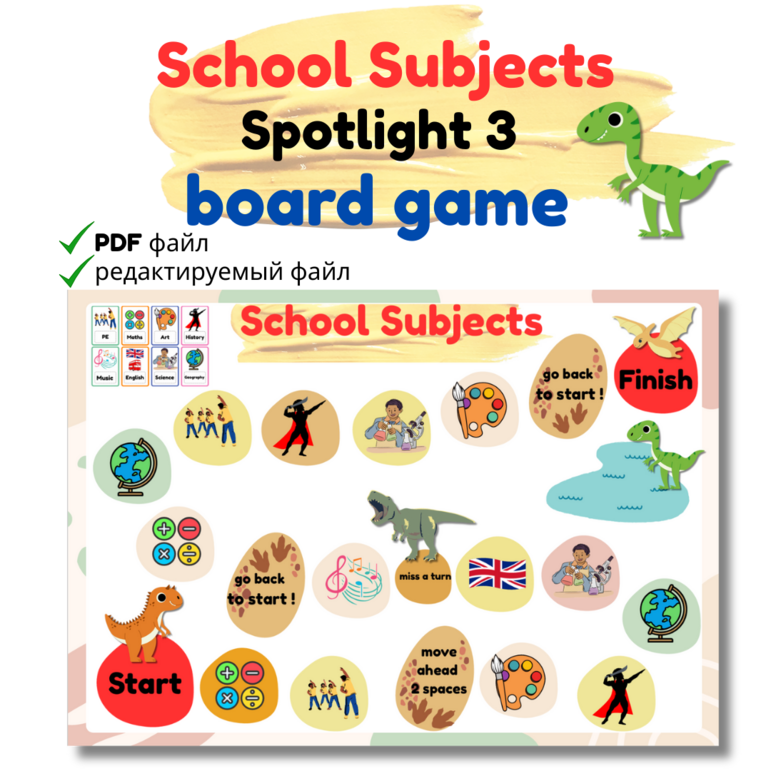 School subjects board game Spotlight 3. Настольная дидактическая игра ...