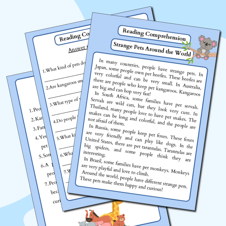 Reading Comprehension "Strange Pets Around the World". Чтение истории ...