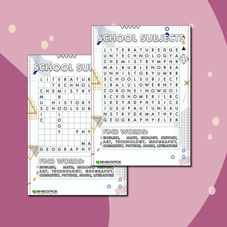 Филворд «School subjects»