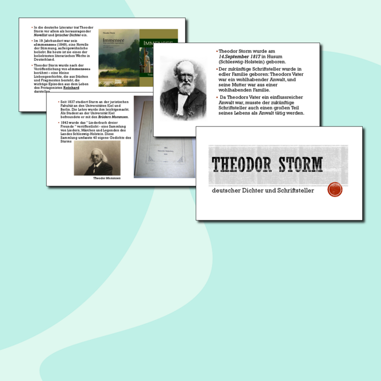 Презентация по теме "Theodor Storm. Deutscher Dichter und Schriftsteller"