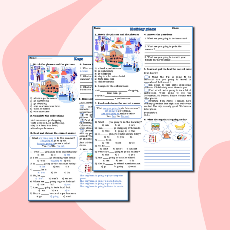 Рабочий лист Spotlight 6 Module 10a Holiday plans