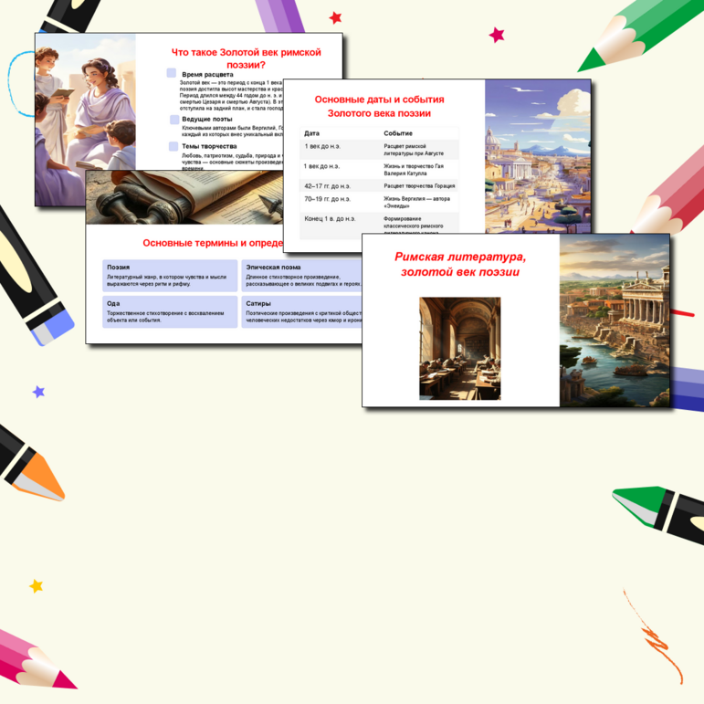 Римская литература, золотой век поэзии Презентация по Всеобщей истории