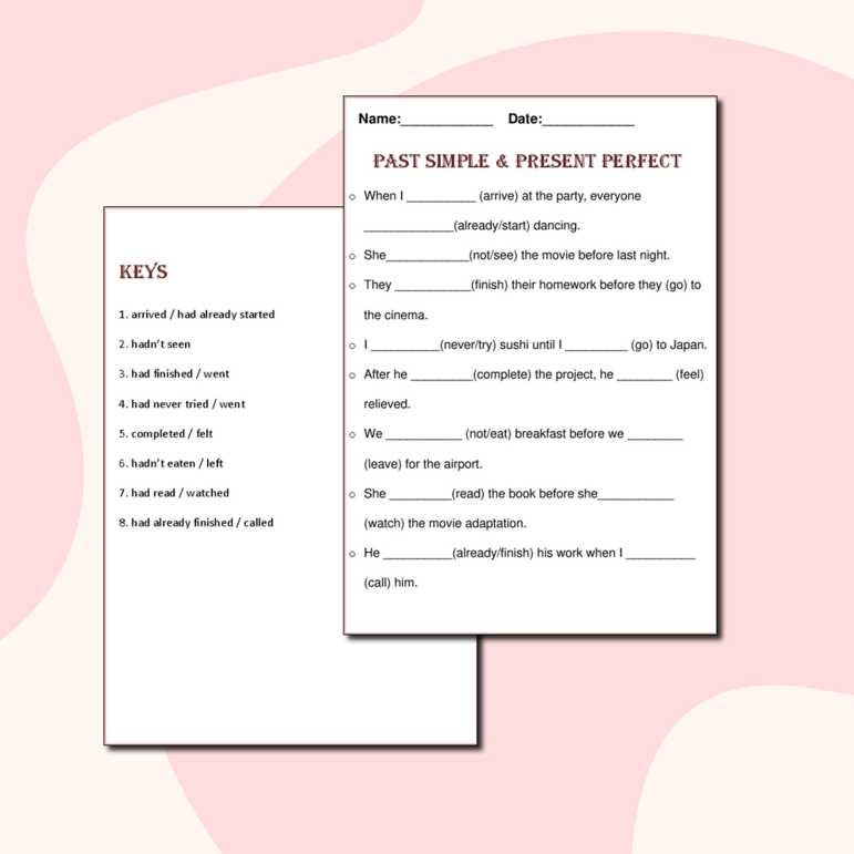 Worksheet Past Simple & Past Perfect