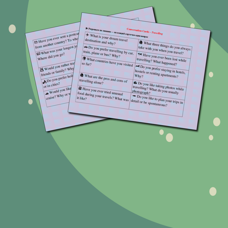 Conversation Cards (Travelling). Карточки