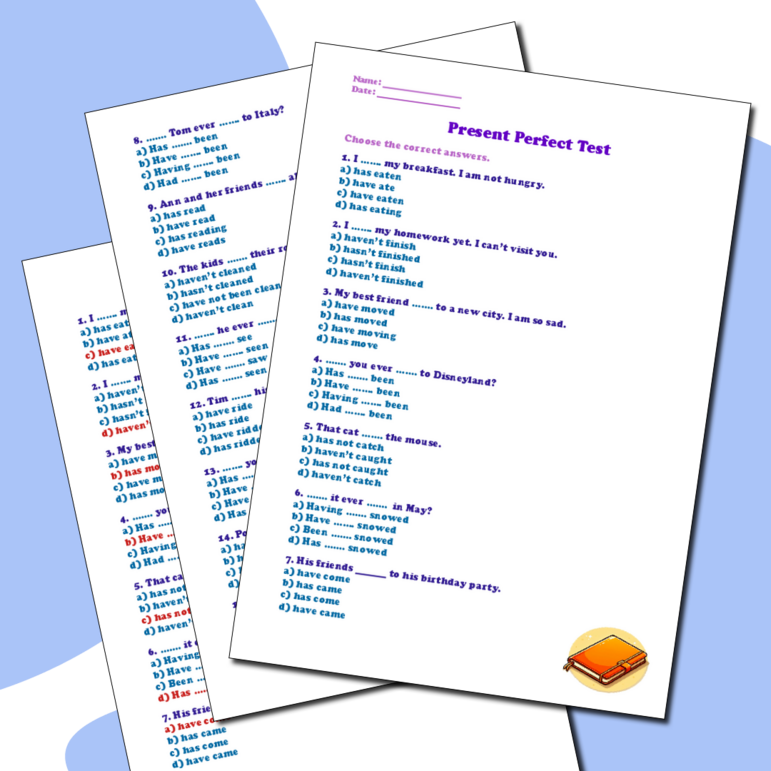 Тест для отработки настоящего завершенного времени «Present Perfect test»