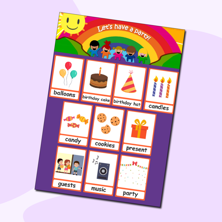 Flashcards and poster (party and celebration)