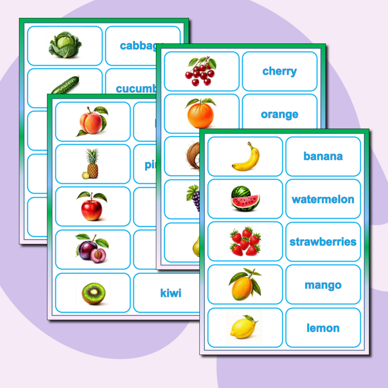 Дидактическая игра по английскому языку "Fruit and vegetables memory game"
