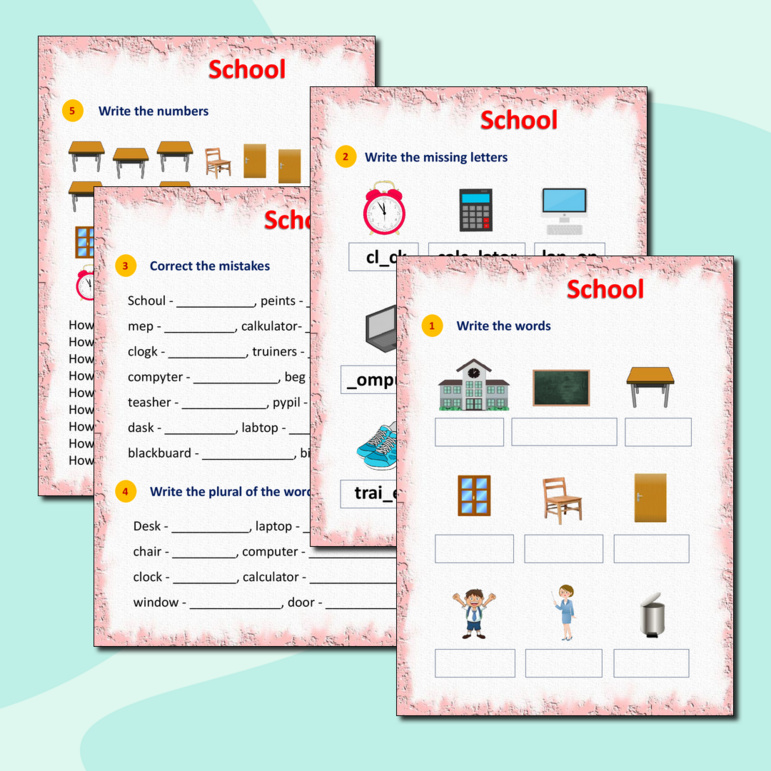 Рабочие листы по английскому языку на тему "School"