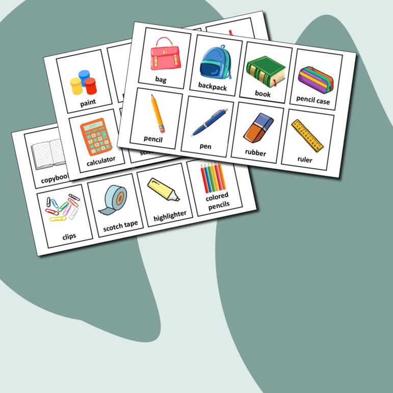 Флеш-карточки «School things»