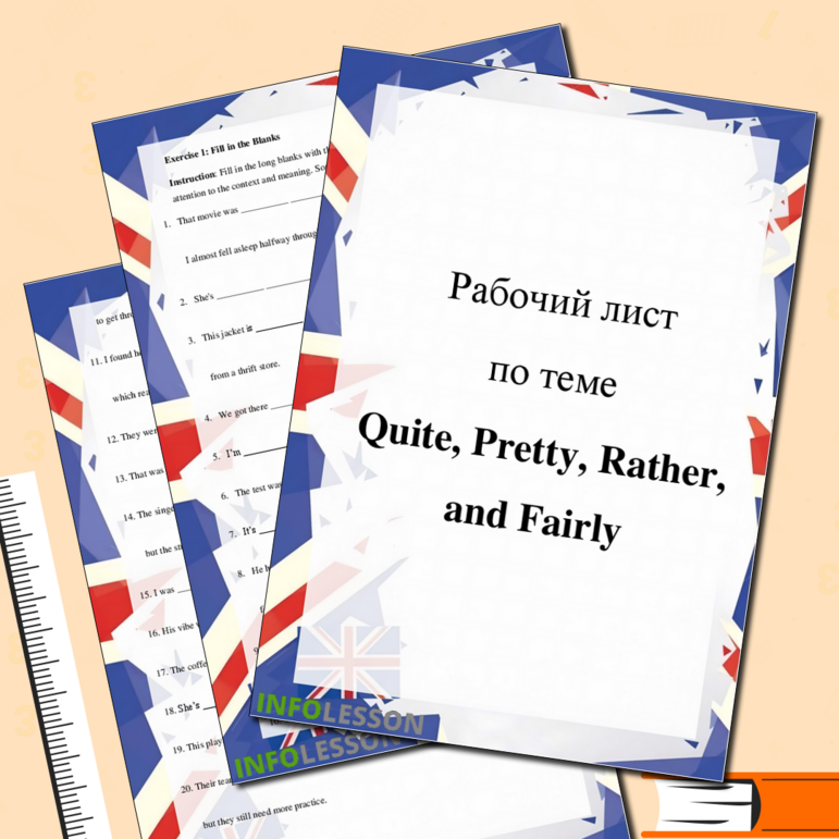 Рабочий лист по английскому языку по теме «Quite, Pretty, Rather, and ...