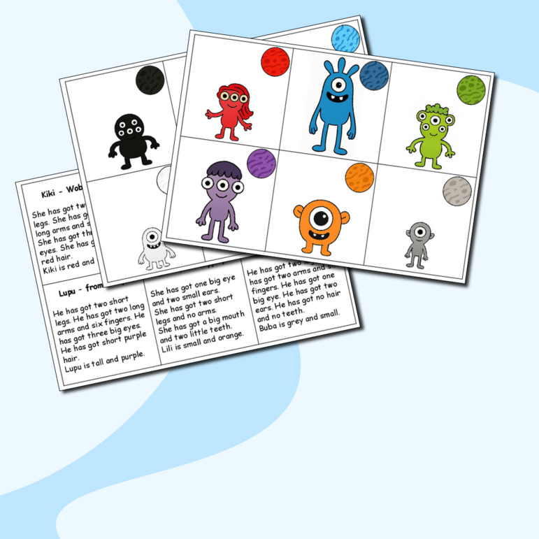 Дидактическая игра Aliens from different planets (body parts)