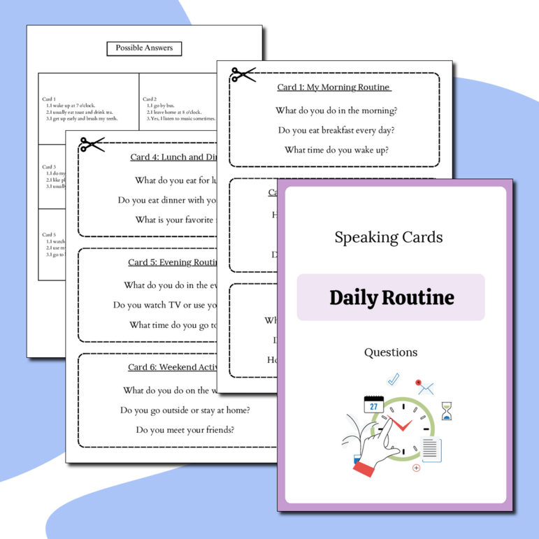 Speaking cards «Daily Routine». Разговорные карточки «Повседневная ...