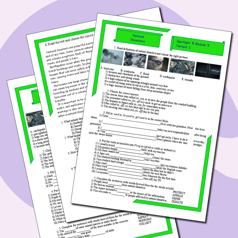 Контрольная работа "Natural Disasters" Spotlight 8 Module 5