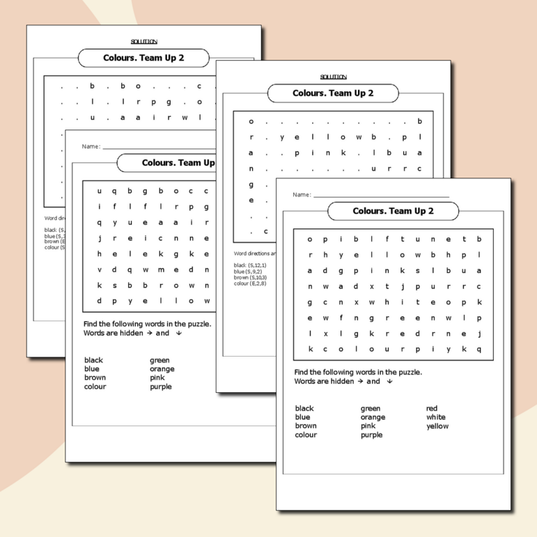 Рабочий лист по Английскому языку "Криптограмма, тема: «Colours. Team ...