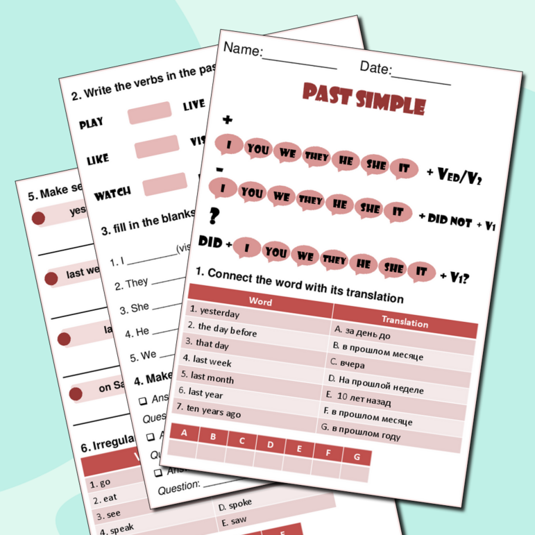 Worksheet Past Simple