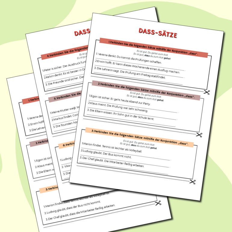 Карточки-тренажеры по теме «dass-Sätze»