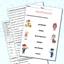 Worksheet 'professions'. Рабочий лист