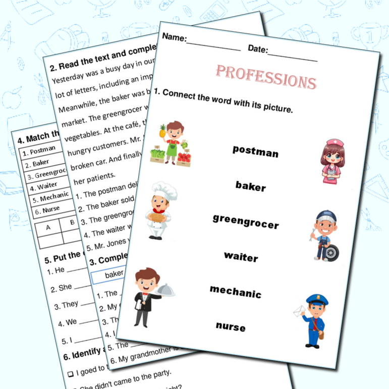 Worksheet 'professions'. Рабочий лист