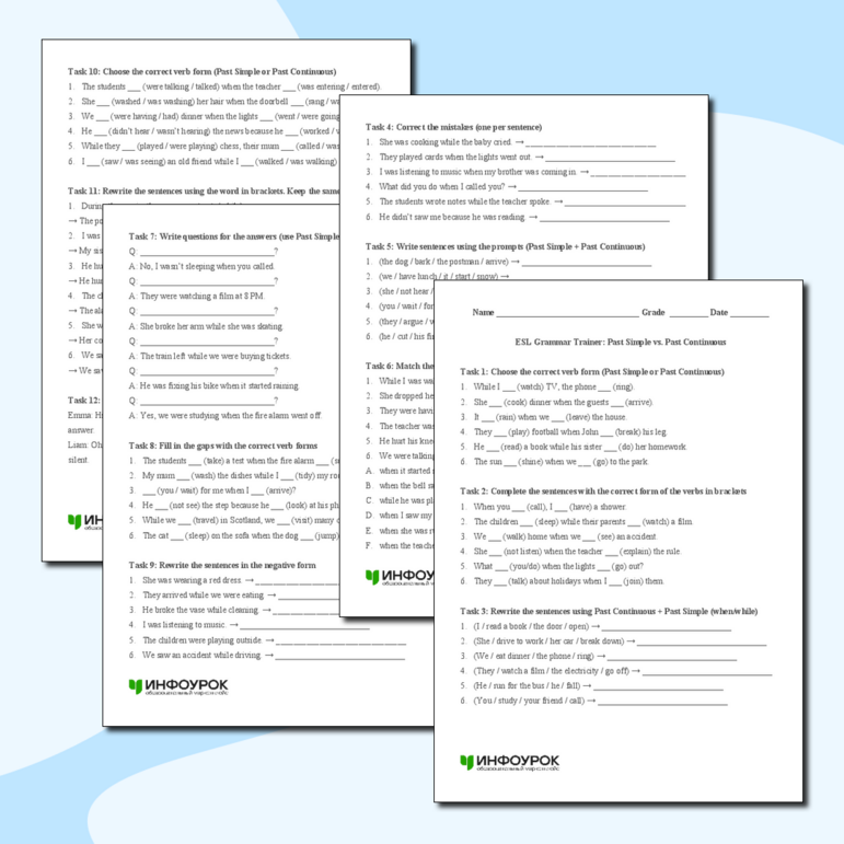 Тренажёр «ESL Grammar Trainer: Past Tenses (Past Simple, Past ...