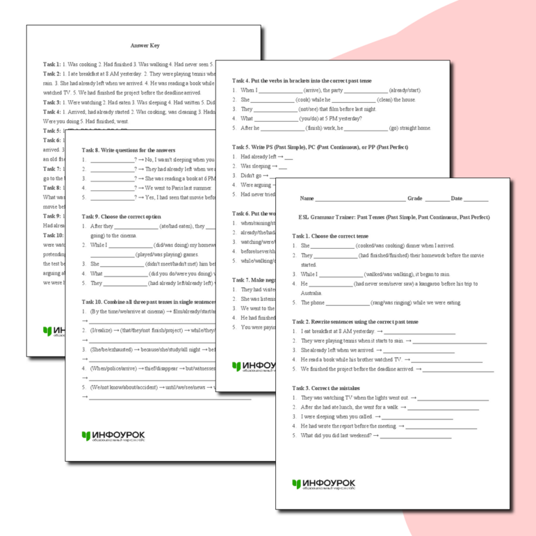 Тренажёр «ESL Grammar Trainer: Past Tenses (Past Simple, Past ...