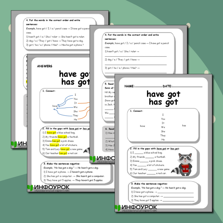 Рабочий лист «have got and has got»