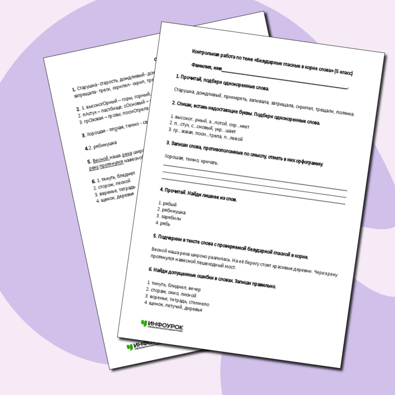 Контрольная работа "Безударные гласные"