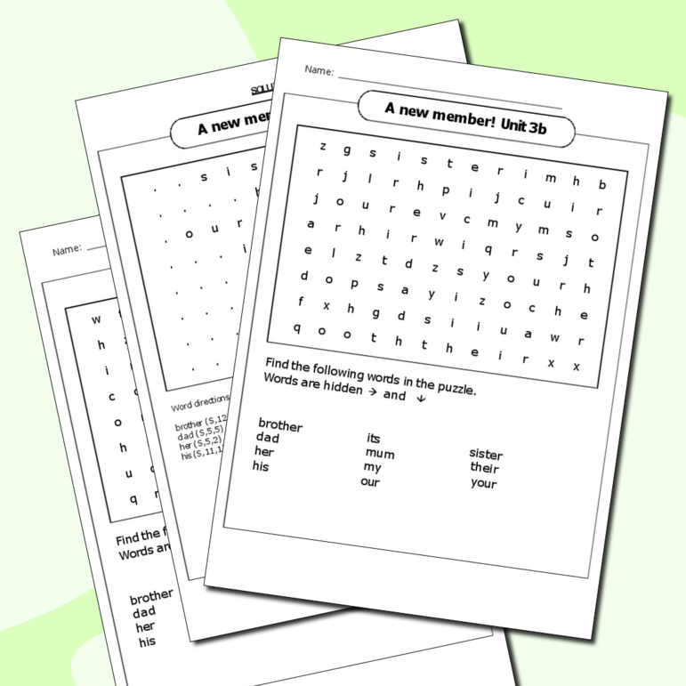 Филворды по английскому языку на тему «A new member! Unit 3b» Модуль 2 УМК Spotlight 3