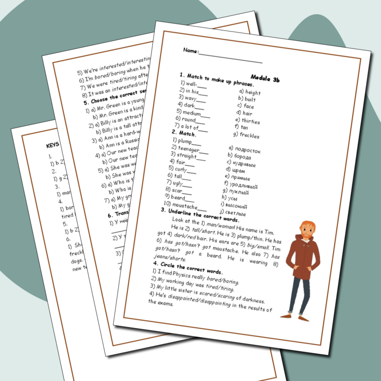 Рабочий лист для отработки материала модуля 3b УМК Spotlight 7 (английский язык)