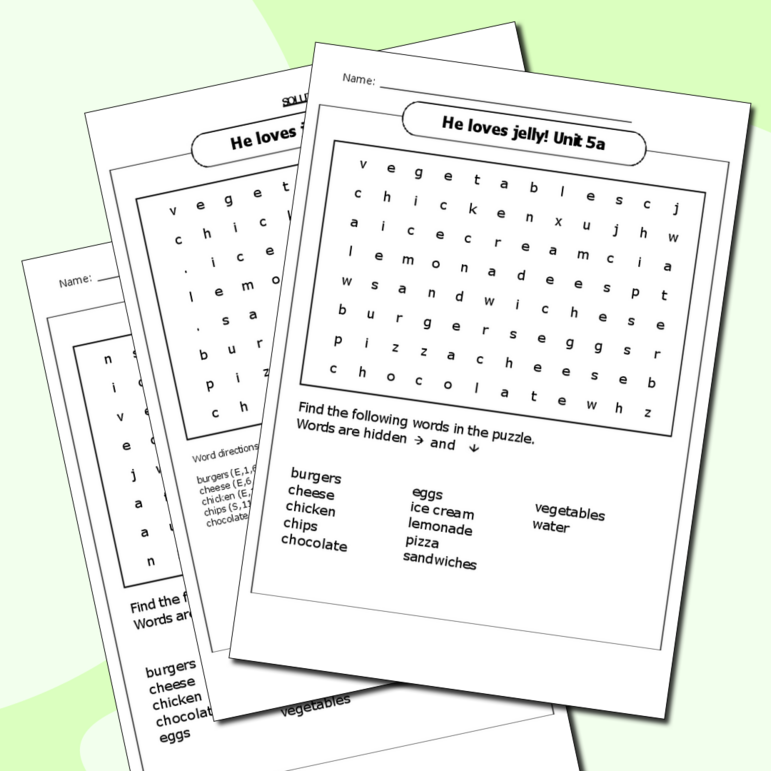 Филворды по английскому языку на тему «He loves jelly! Unit 5a» Модуль 3 УМК Spotlight 3