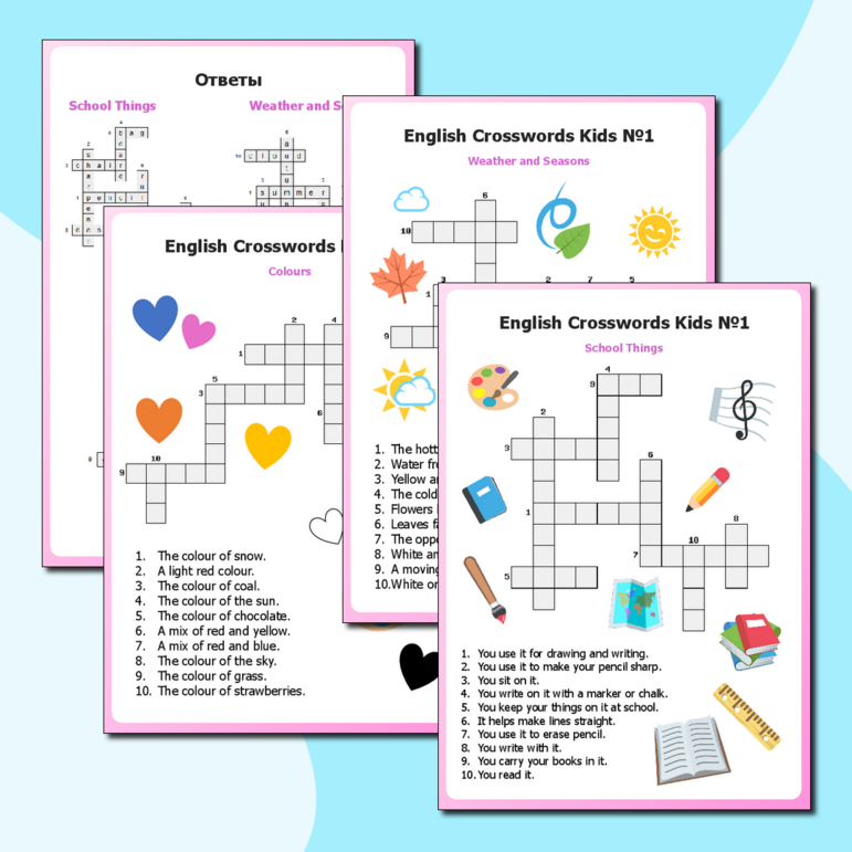 Набор кроссвордов на английском языке «English Crosswords Kids №1»