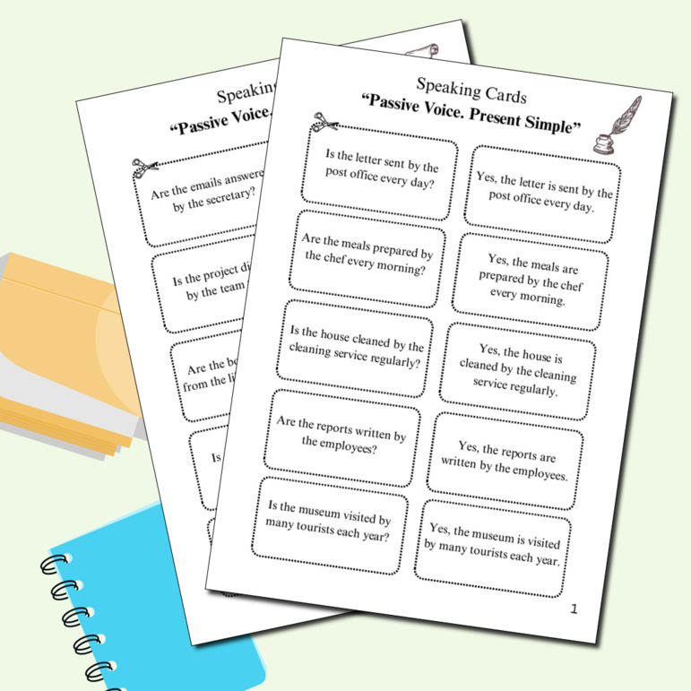 Speaking Cards «Passive Voice. Present Simple». Разговорные карточки с ...