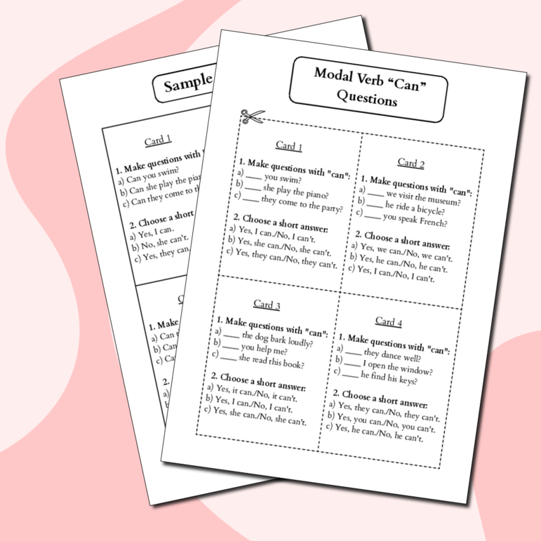 Карточки-тренажёры по английскому языку на тему «Modal Verb Can ...