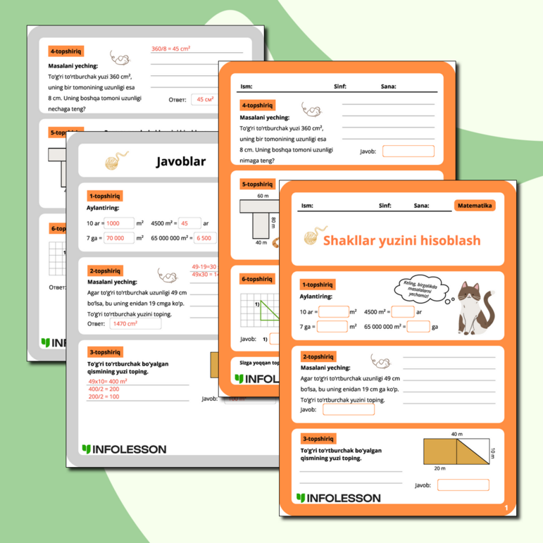 Ish varaqasi «Shakllar yuzini hisoblash»