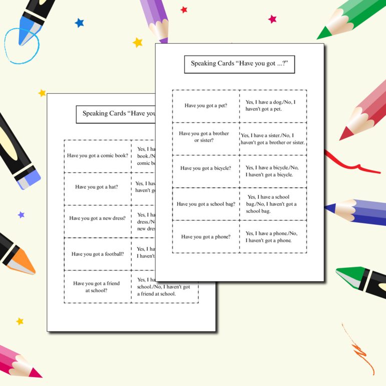 Speaking cards «Have got». Разговорные карточки с вопросами и примерами ...