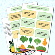 Карточки 18 clues: «Fruits and vegetables»
