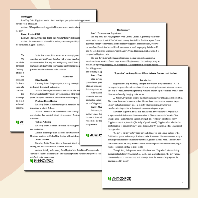 «Pygmalion» by George Bernard Shaw (Summary & Analysis, B2-C1)