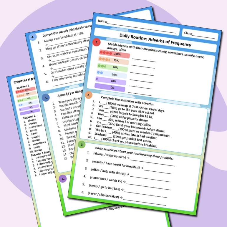 Рабочий лист «Daily Routine: Adverbs of Frequency» к УМК Spotlight 6 ...