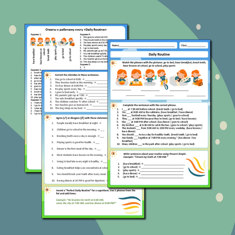 Рабочий лист «Daily Routine» к УМК Spotlight 6 Module 4