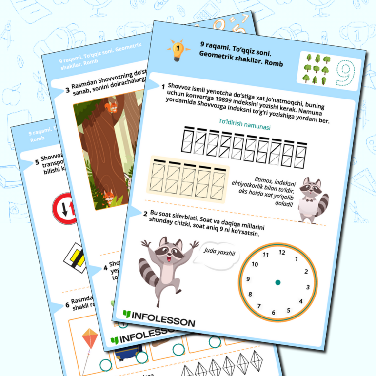 «0 raqami. Nol soni. Geometrik shakllar. Trapetsiya» mavzusida ish ...