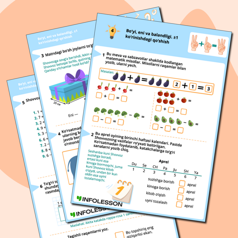 «Hajm. Hajm birliklari. ±2, ±3 va ±4 ko‘rinishdagi qo‘shish» mavzusida ...