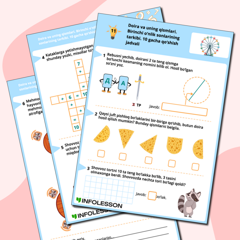 «Butun va uning qismlari. 5 chegarasida qo‘shish jadvali» mavzusida ish ...