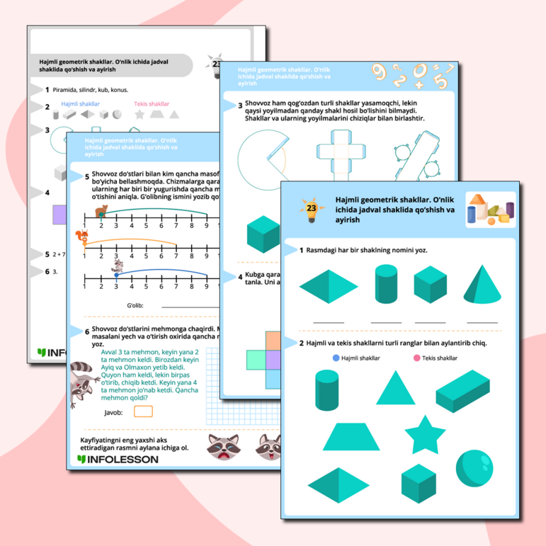 «Hajmli jismlar. Silindr. O‘nlik doirasida jadval usulida qo‘shish va ...